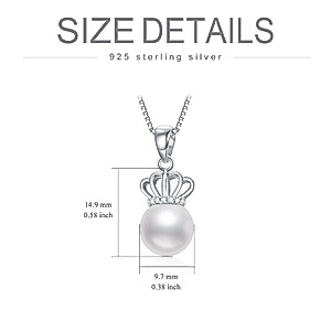 BETHZA Diamond Pearl Necklace for Women Sterling Silver Diamond Freshwater Pearl Pendant Fine Jewelry Gifts for Her Wife Wedding Anniversary Engagement