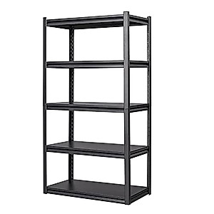 LISSIMO 5-Tier Heavy Duty Shelf, 63" H Metal Shelving Unit Load 2000LBS, Adjustable Storage Shelves for Garage，Bedroom,Office 18" D x 34" W x 63" H