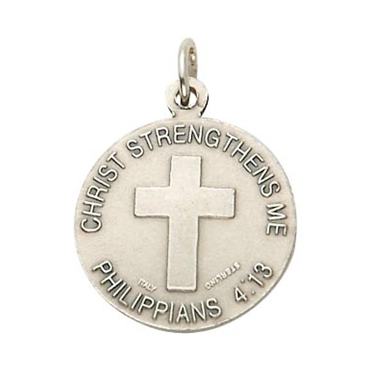 TrueFaithJewelry Sterling Silver United States Army Service Medal with Christ Cross Pendant Necklace, 3/4 Inch