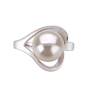 Sadie White 9-10mm AA Quality Freshwater 925 Sterling Silver Cultured Pearl Ring For Women - Size-7