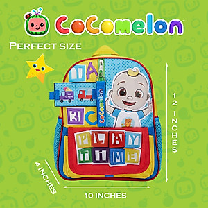 AI ACCESSORY INNOVATIONS Cocomelon JJ's Playtime Interactive Mini Backpack for Boys and Girls, Pre-school Schoolbag with Padded Back and Adjustable Straps, Versatile 12”