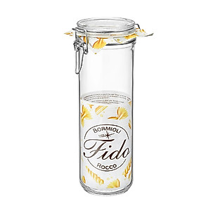 Bormioli Rocco Fido Cylinder Glass Jar with Airtight Gasket Clamp Lid for Canning and Preserving, or Storing Pasta and Dry Foods, 25.25 oz., Set of 6