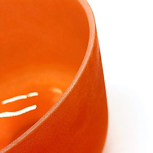 TAIFENG D Note Sacral Chakra Orange Colored Quartz Frosted Crystal Singing Bowl 8 inch