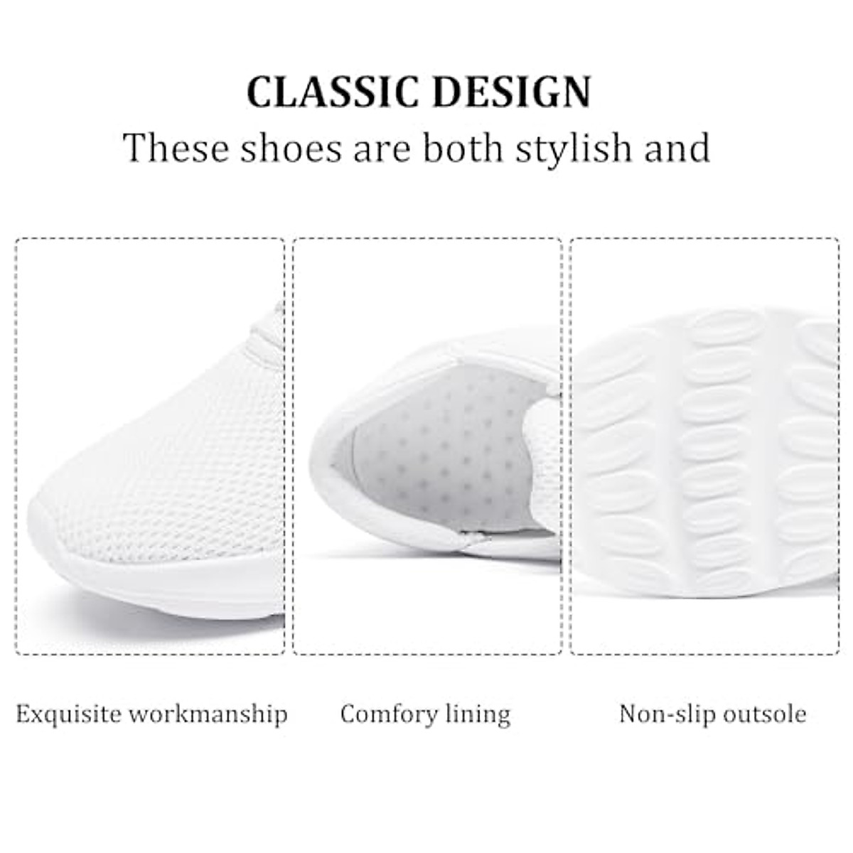 HIIGYL Womens Running Shoes Lightweight Breathable Walking Sneakers Athletic Workout Gym Tennis Shoes White Size 8.5