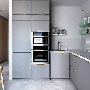 Satanga Edge Finger Pulls for cabinets Kitchen Invisible Hardware Concealed Drawer Pull Aluminum Hidden Door Long Handles Pack of 5 Modern Brushed Brass 11.81" Overall Length Easy Installation