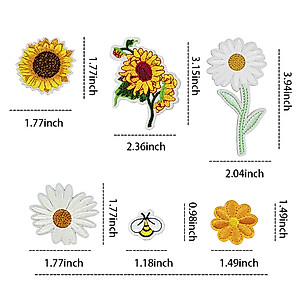 Embroidered Flowers Bee Iron on Patches 36pcs Cute Bumble Sunflower Daisy Patch for Clothing Sew on Embroidered Applique Decoration Sewing Patches for Bags Jackets Jeans Clothes DIY Patches