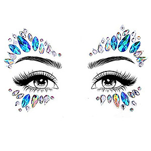 Women Mermaid Face Jewels Stickers Glitter Gems Rhinestones For Makeup 3D Eye Tattoo Festival Accessories Halloween Bindi Body Temporary