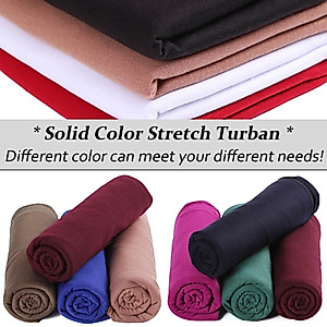 12 Pieces Stretch Head Wrap Jersey Turban Solid Color Bohemian Dye Headwraps African Fashion Headwear Headband Extra Long Hair Scarf Soft Breathable Turban Tie for Women 12 Colors