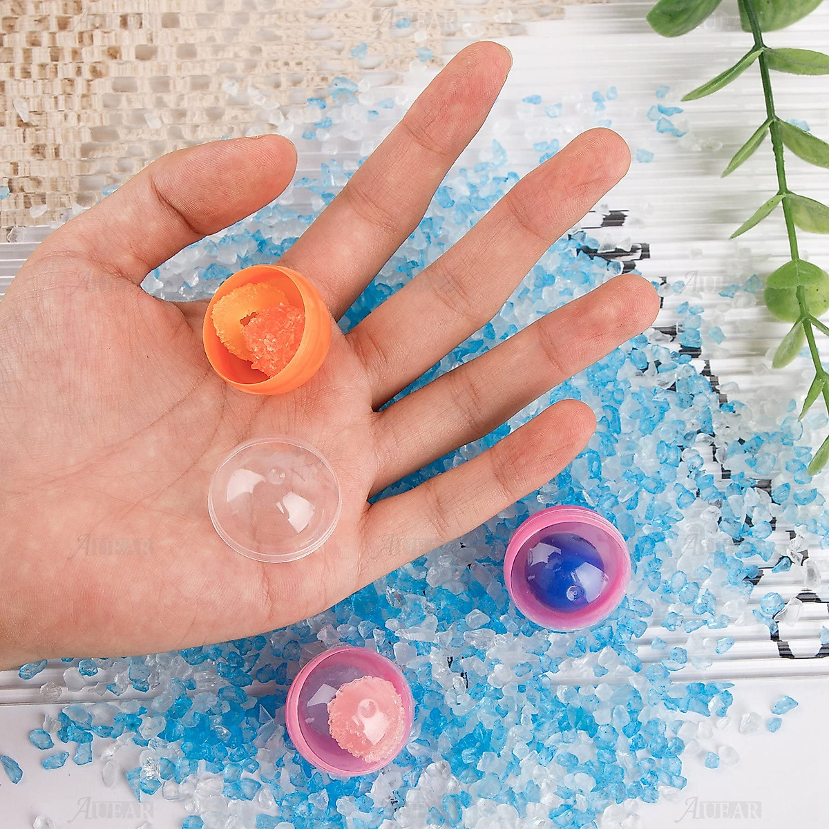 AUEAR, Colorful Small Round Capsules 1.1 Inch Vending Machine Capsules Empty Plastic Gumball Machine Containers for Party Favor Prize (50 Packs)