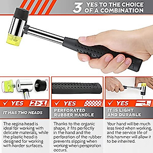 Small Rubber Mallet Hammer Tool - 25mm Non Marring Hammer Tapping Block for Vinyl Plank Flooring Mallet Rubber Hammer Small Hammer for Crafts - Jewelry, Wood Rubber and Nylon Double Faced Soft Mallet