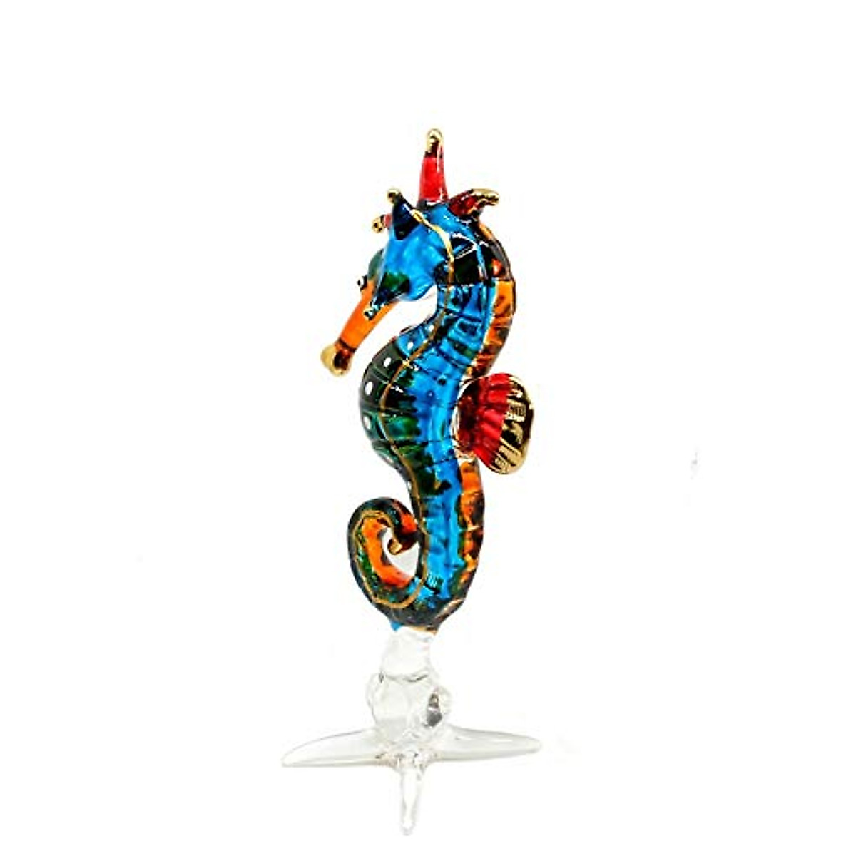 Handmade Large 6 inch Blue Sea Horse Blown Glass Art Sea Animal Figurines Figures for Anniversary Birthday Wedding Gift Ideas Ornament Miniature Cool Stuff Home Room Garden Table Decor - Y2021