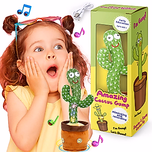 Mimoji Dancing Cactus, Talking Cactus Toy for Baby Cactus Toy Mimic with 60 Popular Songs (Rechargeable)