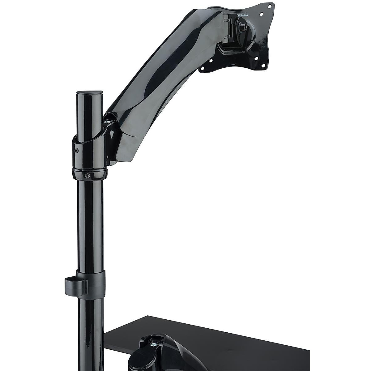Displays2go Flat Screen Monitor Clamp System has Extendable Bracket, Steel, Aluminum – Black Finish (LMSSWDM2A)