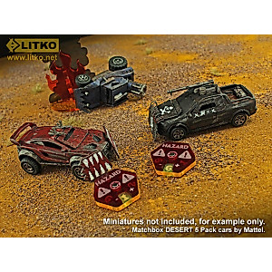LITKO Gaslands Miniatures Game Dials | Compatible with Gaslands | Refulled | Gear | Ammo | Vote | Hazard | 2 Pack (Translucent Red & Fluorescent Yellow -Hazard)