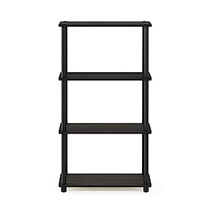 Furinno (99557EX/BK Turn-N-Tube 4-Tier Multipurpose Shelf Display Rack - Espresso/Black & FURINNO Turn-N-Tube 5-Tier Corner Square Rack Display Shelf, Round, Espresso/Black