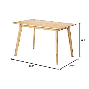 Amazon Basics FSC Certified Solid Wood Kitchen Rectangular Dining Table, Natural Wood, 29.5"D x 47.2"W x 29.5"H