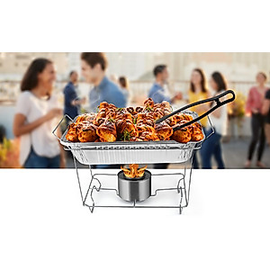 VeZee 28-Pcs Disposable Chafing Dish Buffet Set with Half Size Pans – Complete Catering Solution with Extra Fuel Cans & Lighter – Perfect Food Warmers for Parties & Events