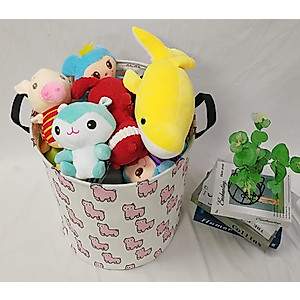 MAIZMZ Pink Storage Bins Gift Toys Box Kids Hamper Girls Laundry Basket Canvas Collapsible Waterproof Organizer Bin for Home/Dorm/Kitchen/Pet/Office/Closet/Shelf/Room decor(Alpace)