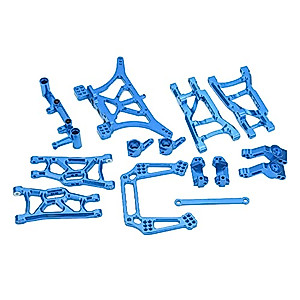 RC Front Rear Suspension Arm Kit, 1/10 RC Aluminum Alloy Parts Kit Compatible for TRAXXAS Slash 2WD 1/10 RC Car(Blue)