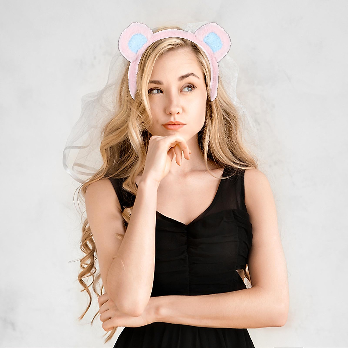 FRCOLOR Bear Ears Headband Cute Bear Costume Animal Plush Ears Headwear Ear Hairband Halloween Cosplay Ear Headbands Soft Makeup Headband for Washing Face