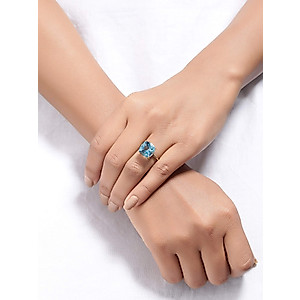 YoTreasure Sky Blue Topaz Solid 10K Yellow Gold Bold Ring Jewelry