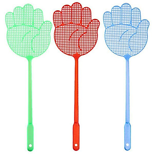 Generic 1 PC Pattern Plastic Fly Swatter Lightweight Household Long Handleflapper Control Tools Swatter Garden Supply Convenient Design