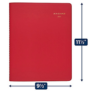 AT-A-GLANCE Fashion 2024 Monthly Planner, 9" x 11", Large, Red (702501324)