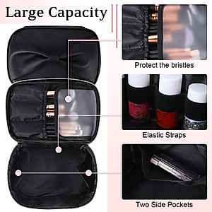 Makeup Bag 2 Pcs Cosmetic Bag Waterproof Large Make Up Bag for Travel Bow-Knot Storage Bag Portable Cosmetic Pouch Makeup Brush Organizer Toiletry Case for Women and Girls Black