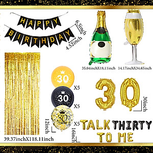 LaVenty 47PCS Black Gold Talk 30 to Me Balloons Talk 30 to Me Birthday Decoration Talk Thirty To Me Backdrop Banner 30th Birthday Decoration Dirty 30 Birthday Decoration