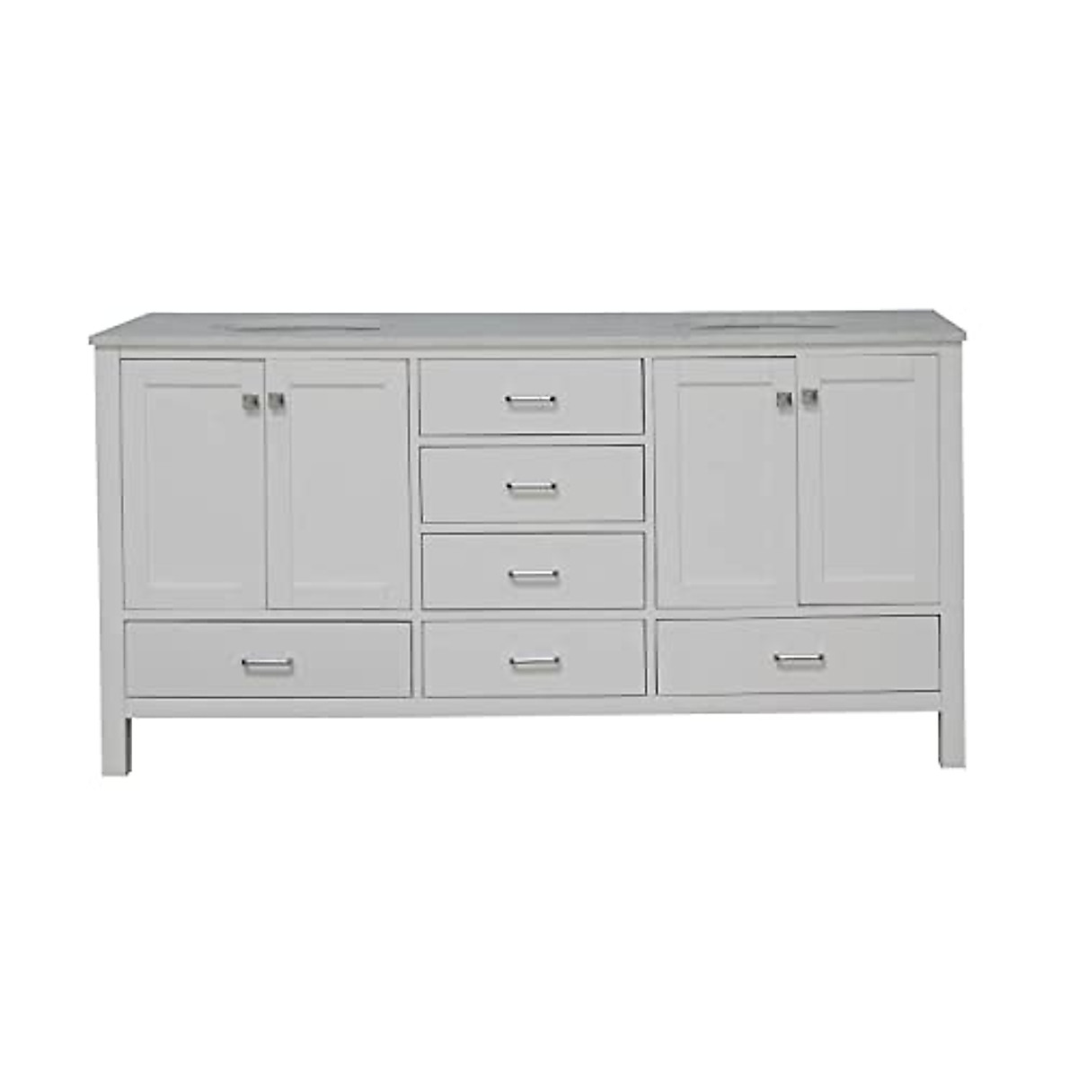 Kitchen Bath Collection Horizon 72-inch Double Bathroom Vanity (Engineered Carrara/White): Includes White Cabinet with Engineered Carrara Countertop and White Ceramic Sinks