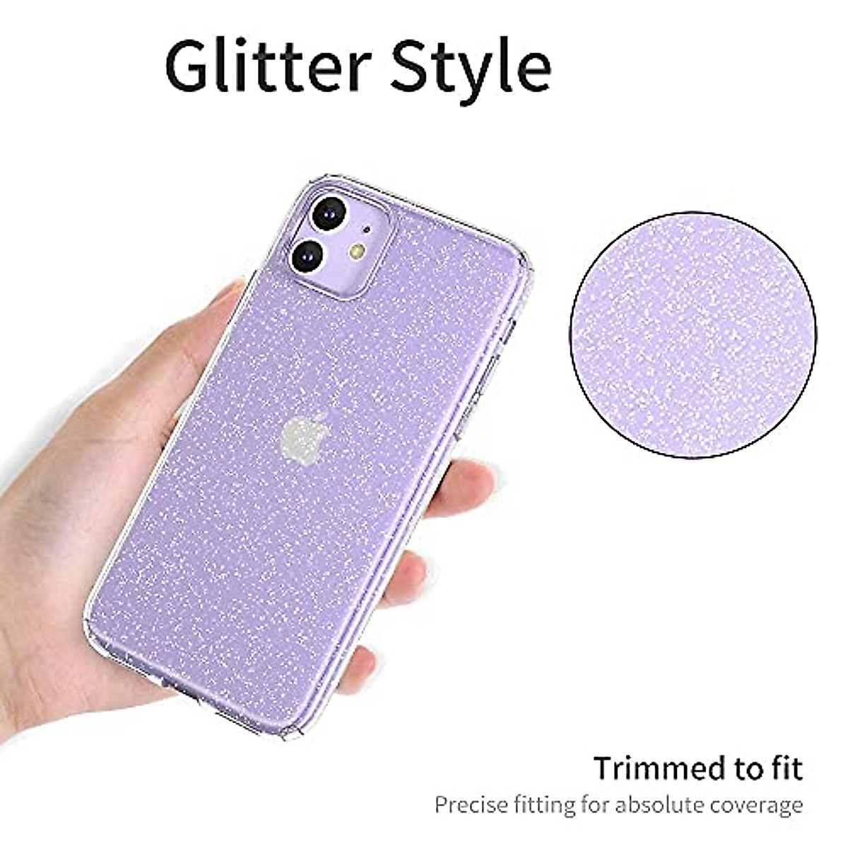 JJGoo Compatible with iPhone 11 Case, Clear Glitter Sparkle Bling Anti-Scratch Shockproof Protective Flexible Phone Cases Cute Slim Thin Bumper Cover for Women Girls (6.1 inch) 2019