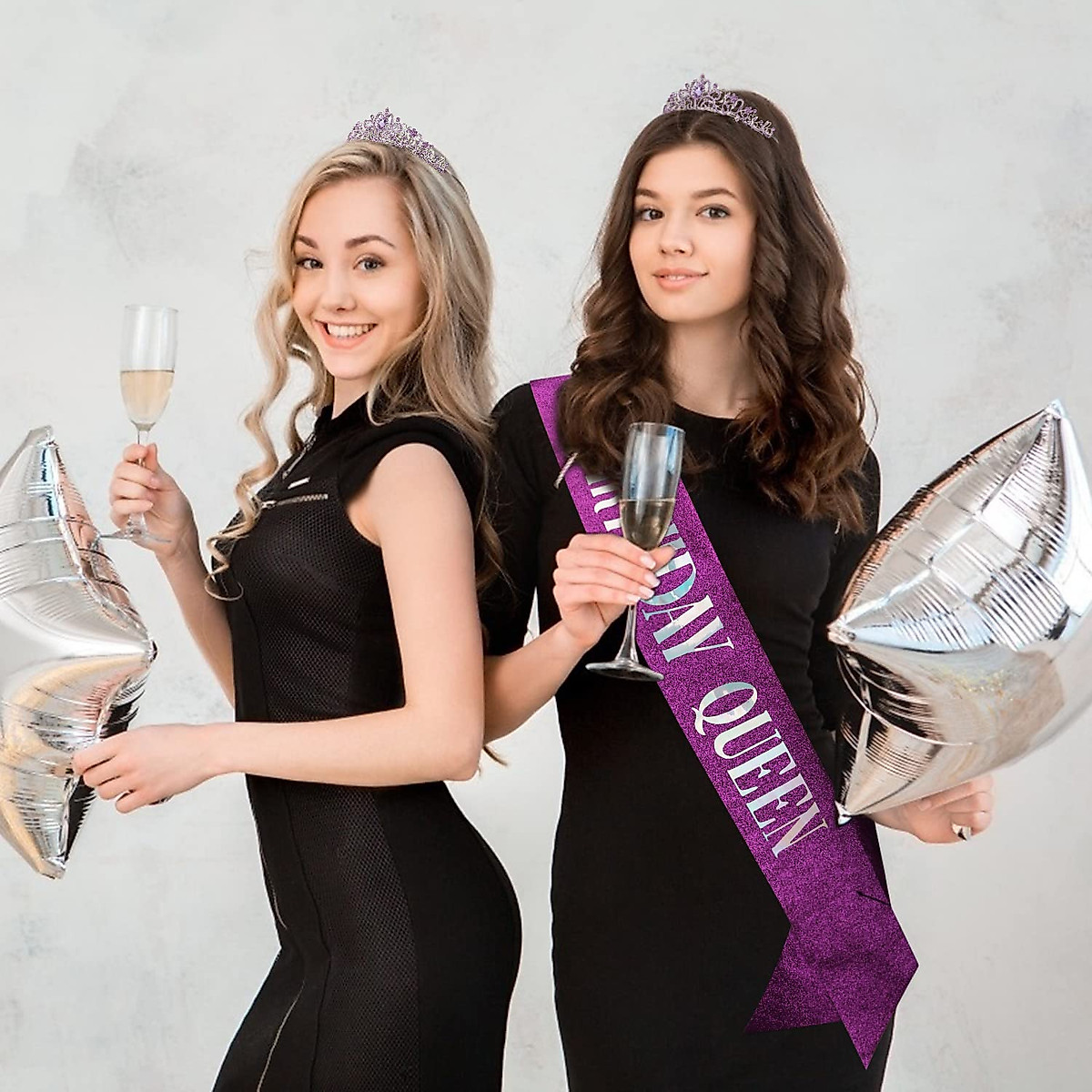 Birthday Crowns for Women, Didder Purple Crystal Tiara & Birthday Queen Sash, Birthday Tiara for Women Birthday Sash for Women Girls Birthday Sash and Tiara for Women Gift Crown for Bridal Wedding