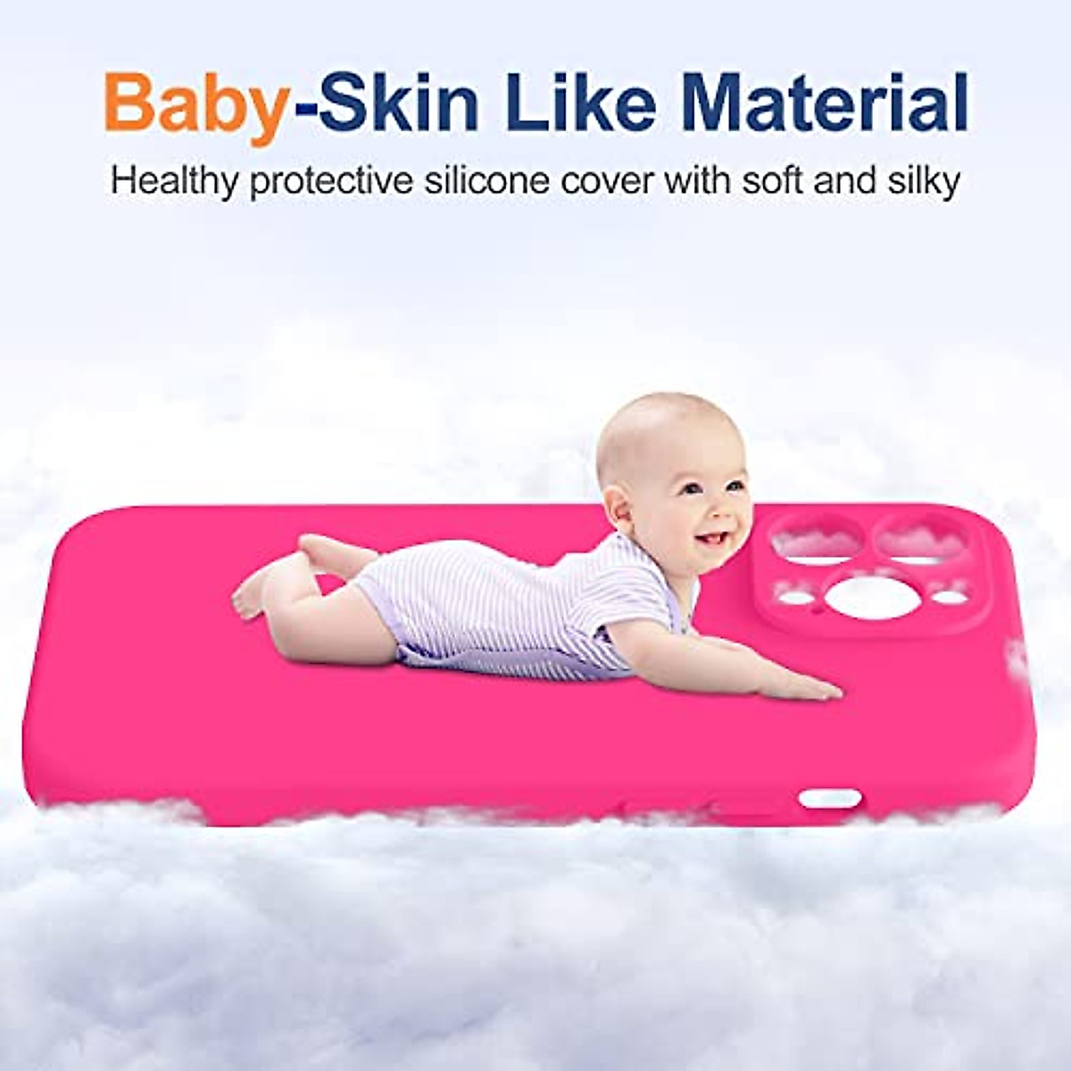 TISOOG Compatible with iPhone 14 Pro Case for Women,with 2 Pcs 9H Tempered Glass Screen Protector,[Camera Protection][Microfiber Lining] Slim Shockproof Silicone Case for iPhone 14 Pro, Hot Pink