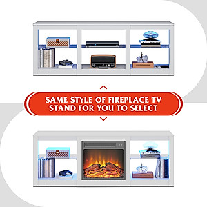 WLIVE LED TV Stand for 65-Inch TV, 58-Inch Entertainment Center with Adjustable Glass Shelves, Modern Media Console for Living Room & Bedroom, White