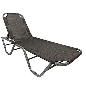 EASYGO PRODUCTS Patio Chaise Lounger - Aluminum Patio Sun Lounge Chair - Adjustable Reclining - Outdoor Patio Beach Porch Swing Pool - Five-Position Recliner - Lightweight All Weather - Brown