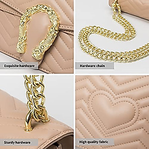 TAGDOT Fashion Metal Chain Shoulder Crossbody Bags for Women Handbag Purses Vegan Leather Clutches (Khaki)