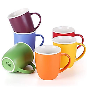 LIFVER 18oz Large Coffee Mugs Set of 6, Assorted Colored Coffee Mugs with Handle, Matte Ceramic Large Mugs for Coffee, Tea, Cocoa, Christmas Thanksgiving Housewarming Party Gift, Multi Colors