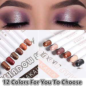 Go Ho Matte Cream-to-Powder Eyeshadow Stick,2 in 1 Eyeshadow Pencil Crayon Eye Brightener Stick,Smooth Easy To Color Waterproof,12 Desert Flesh Matte