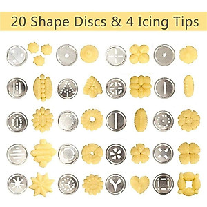 Cookie Press Maker Kit for DIY Biscuit Maker and Decoration with 8 Stainless Steel Cookie discs and 8 nozzles (Stainless Steel)