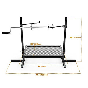only fire Adjustable Grill Rotisserie System and Spit, Over Fire Camp Grill with Cooking Grate for Outdoor Open Flame Cooking