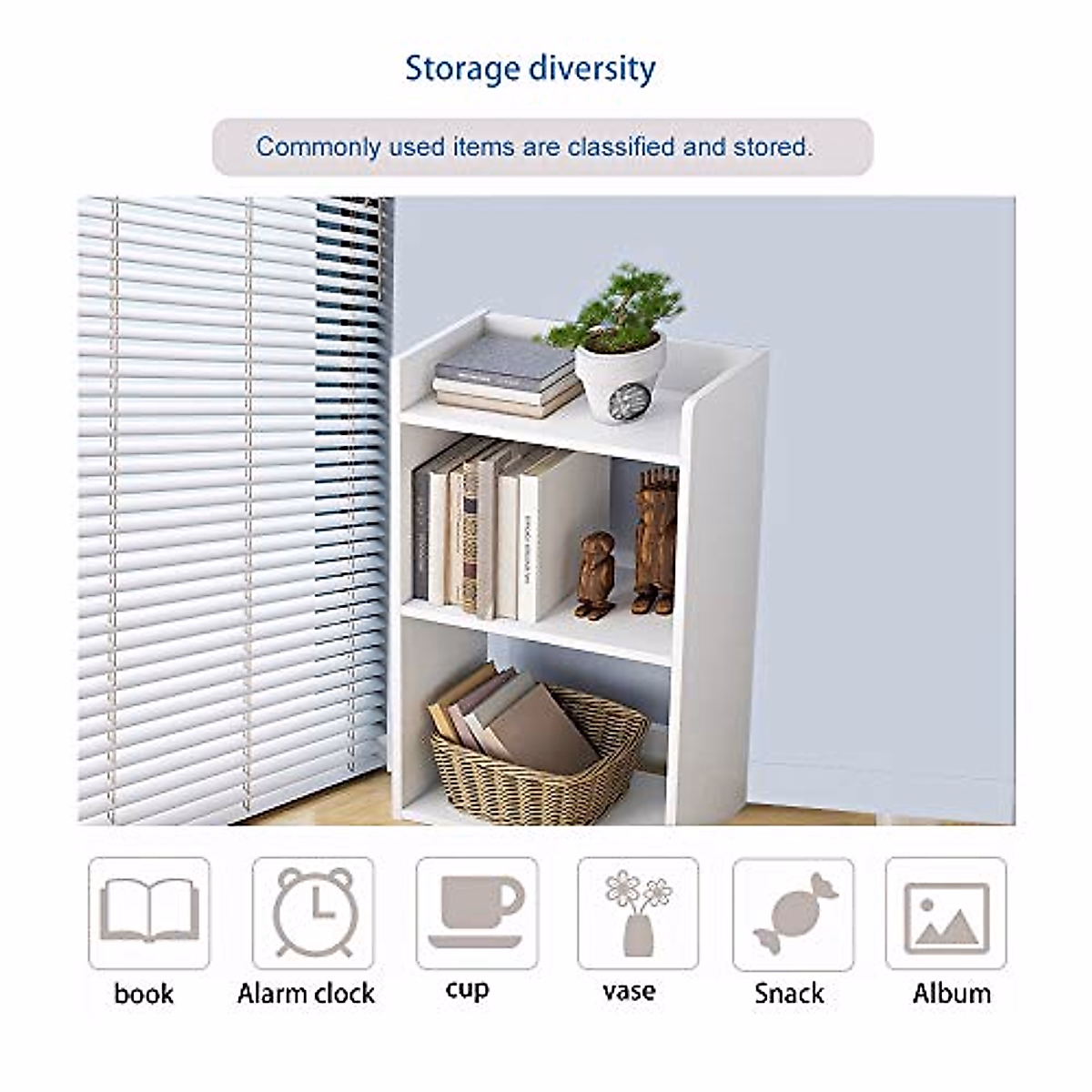 3-Tier Open Shelf Bookcase Simple Floor Bedroom Shelf Creatives Free Combination Small Bookshelf