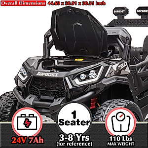sopbost 24V Ride On Toys for Kids 7Ah Battery Powered Electric Vehicle Ride On Car with Remote Control, 2WD/4WD Driving Modes Kids UTV, EVA Tires Wheels, Quicksand