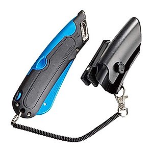 COSCO 091524 Box Cutter Knife w/Shielded Blade, Black/Blue
