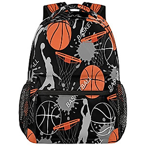 YPPAHHHH School Laptop Backpack Red Basketball Sports for Girls Kids Boys Sports Ball Player Lightweight Bookbag Elementary College Travel Hiking Daypack Backpacks for Women Men