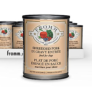 Fromm Four-Star Nutritionals Shredded Pork in Gravy Entrée Dog Food - Premium Wet Dog Food - Pork Recipe - Case of (12) 12 oz Cans
