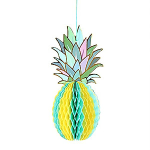 paper jazz Luao Pineapple Party Decorations Honeycomb Centerpieces Table and Hanging Decorations for Hawaiian Luau Tiki Beach Wedding Tropical Fruit Summer Party, Multicolored (3 Pack)