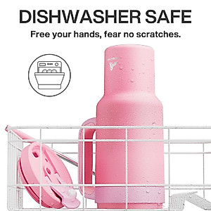 POWCAN 40 oz Tumbler with Handle, 2-in-1 Straw and Sip Lid, Leakproof, Dishwasher Safe, Insulated Stainless Steel Travel Coffee Mug, Keeps Cold for 34 Hours, Fits in Car Cup Holder (Coral)