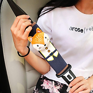 Cartoon Car Seat Belt Cover Shoulder Strap Pad Universal Safety Belt Strap Cushion Pads for a More Comfortable Driving Cute Animal Doll Seat Belt Protector Pad Soft Neck Support Car Seatbelt Cover