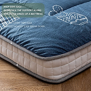 MAXYOYO Futon Mattress, Grey Cactus Pattern Japanese Floor Mattress Queen Size, Quilted Bed Mattress Tatami Mattress, Extra Thick Folding Sleeping Pad Breathable Guest Bed for Camping Couch