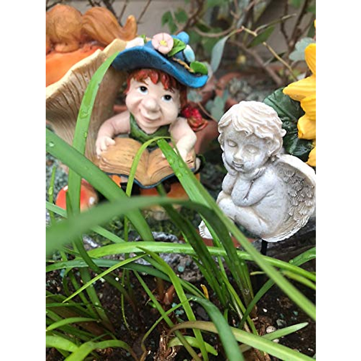 MUAMAX Decorative Angel Garden Stakes Miniature Angel Fairy Garden Angel Small Memorial Statue